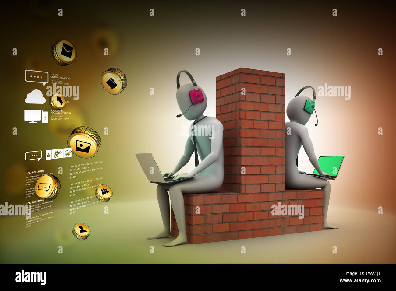 3d people working in laptop Stock Photo - Alamy