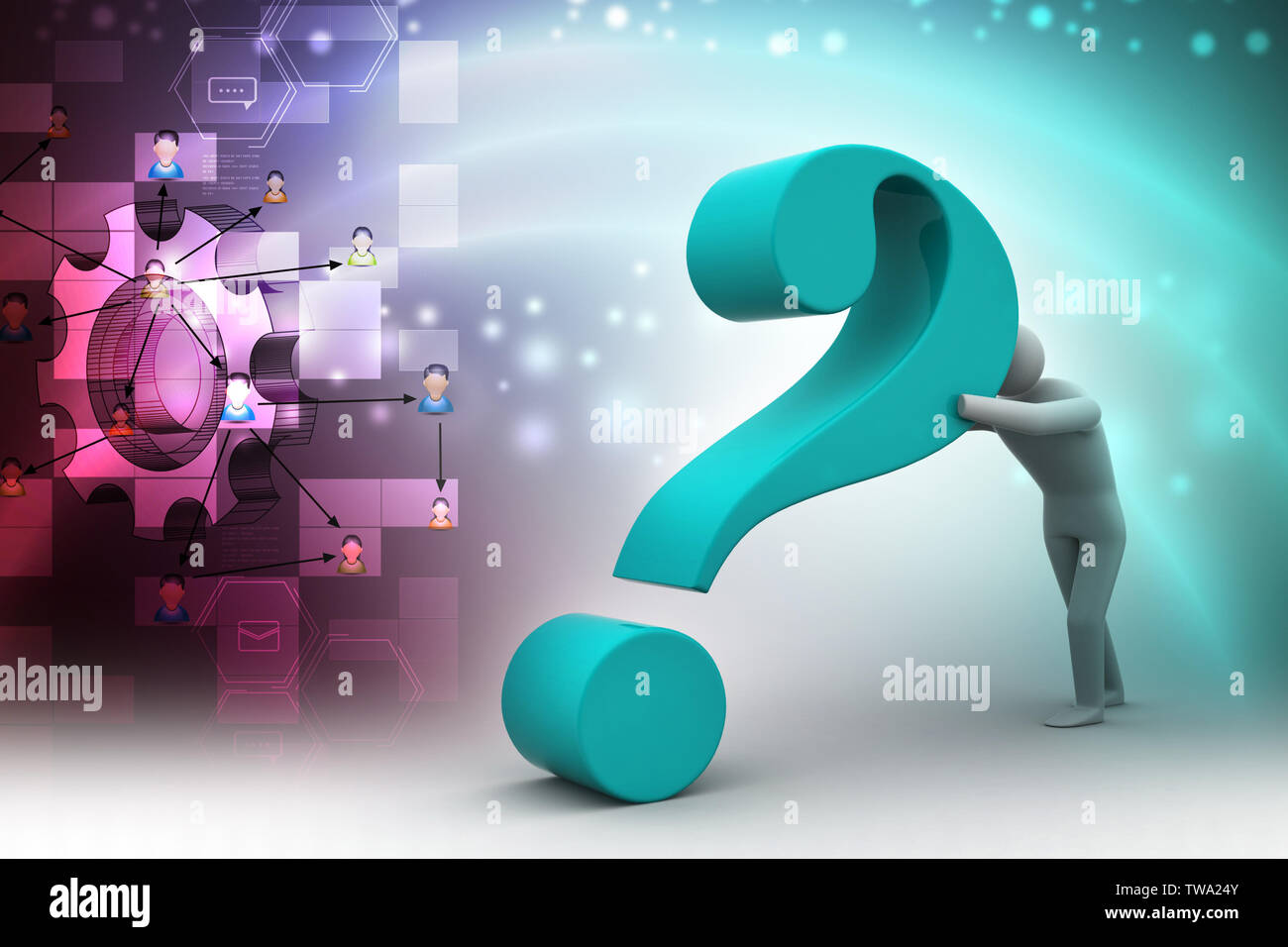 3D man with a question mark Stock Photo - Alamy