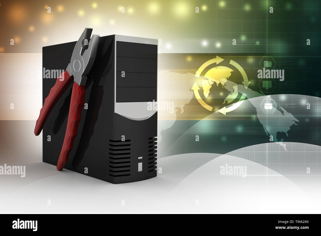 Laptop and under construction sign Stock Photo - Alamy