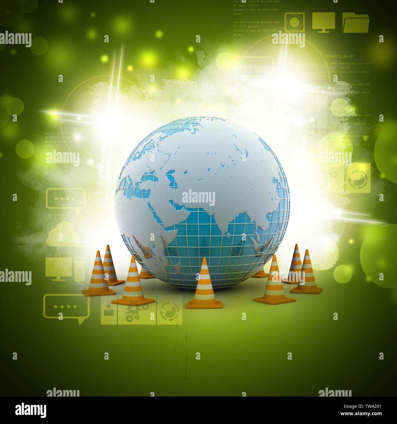 Globe and traffic cone Stock Photo - Alamy