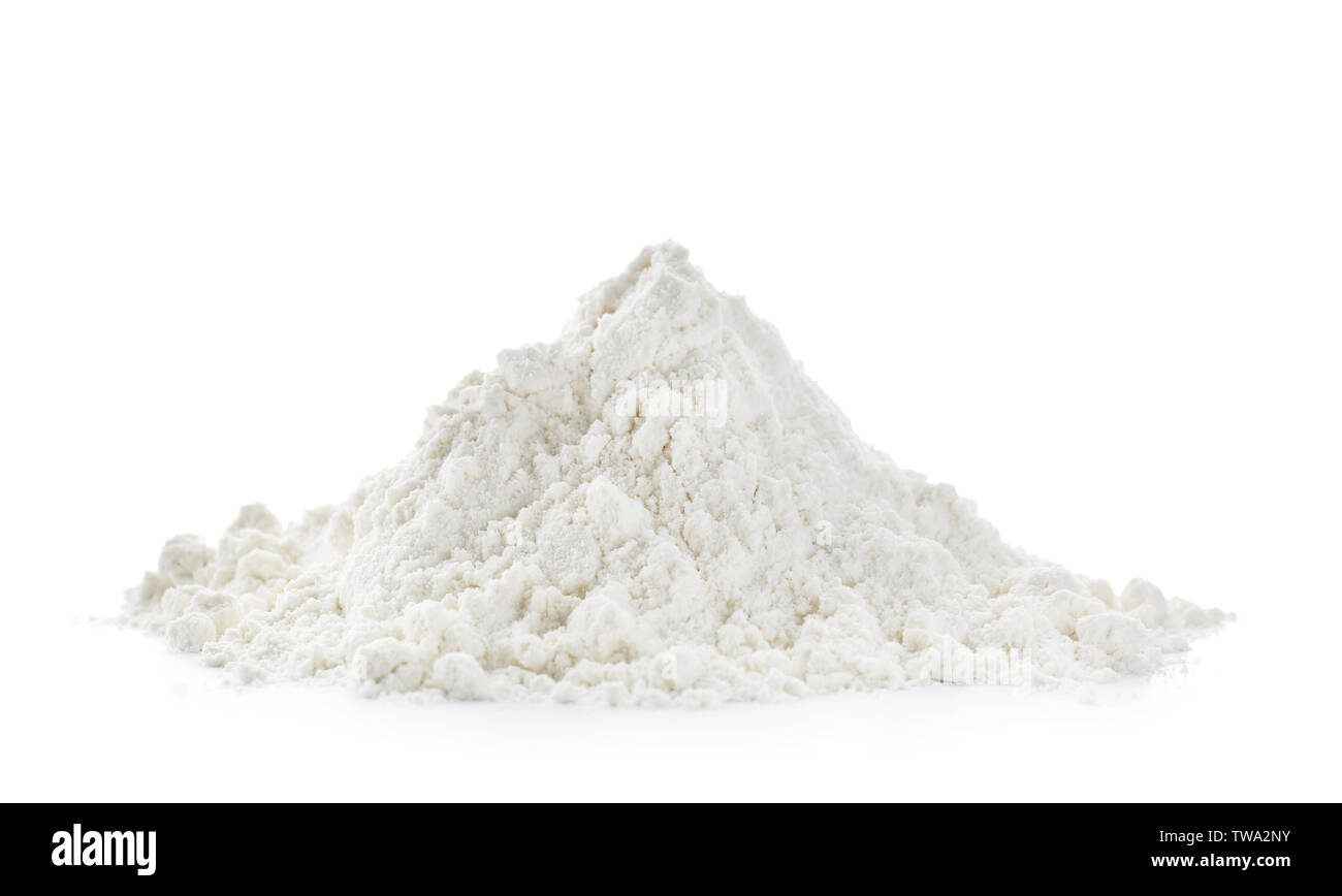 Heap of wheat flour on white background Stock Photo - Alamy