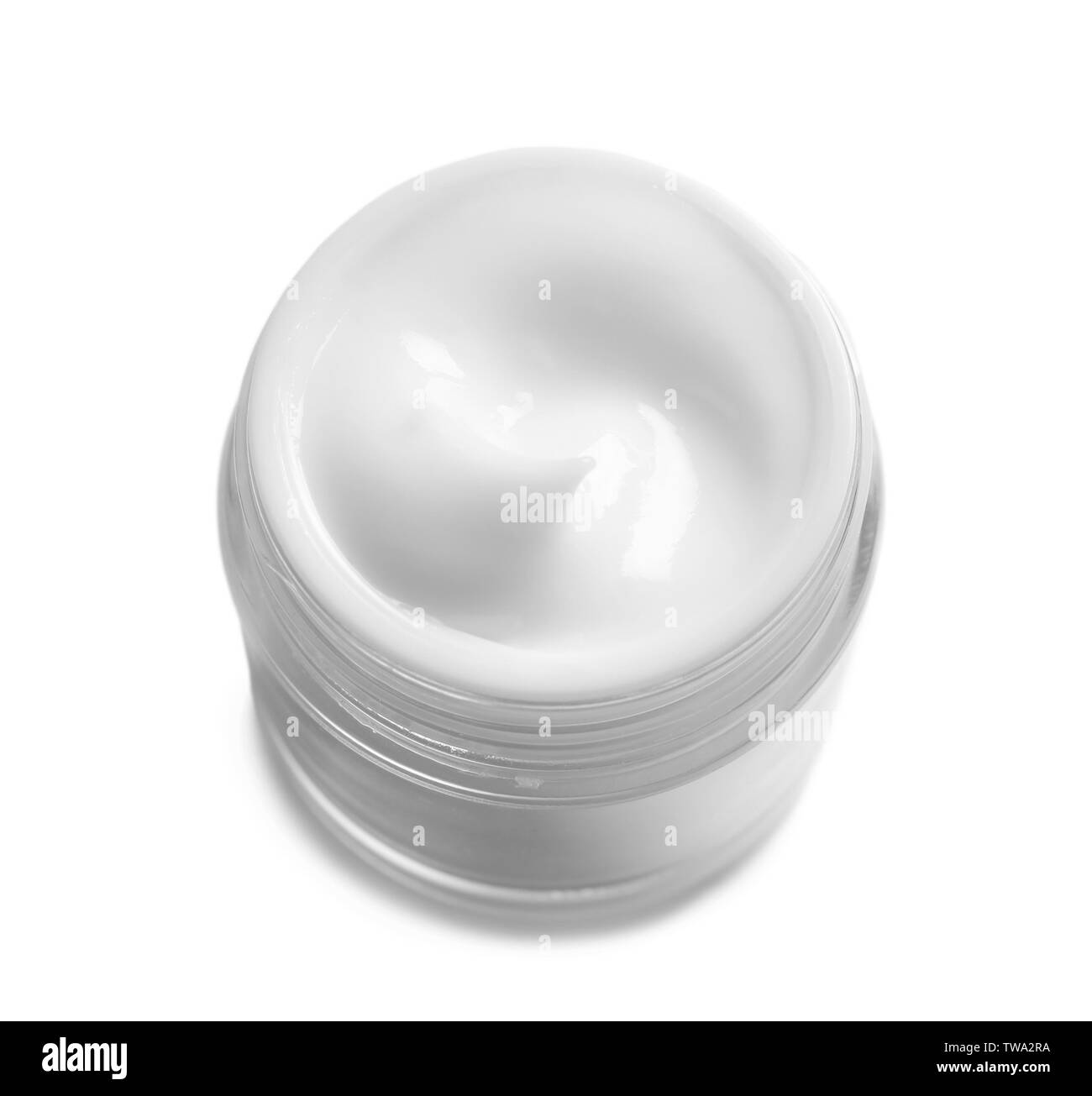 Jar with hand cream on white background Stock Photo - Alamy
