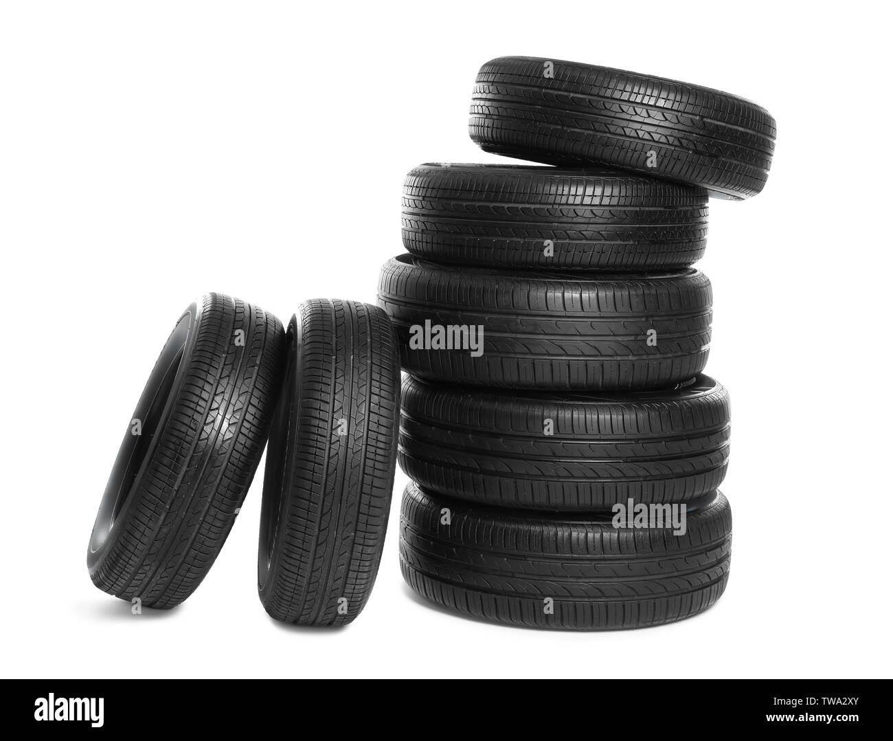 Car tires on white background Stock Photo - Alamy