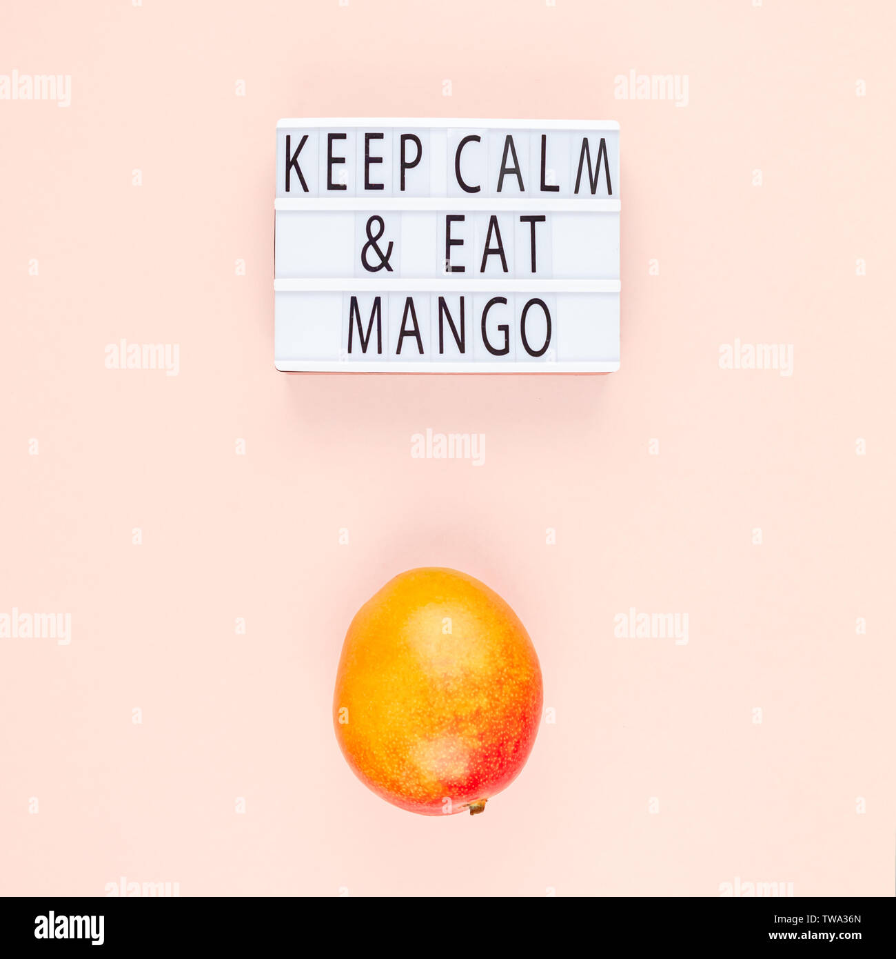 Mango fruit in creative conceptual top view flat lay composition with ...