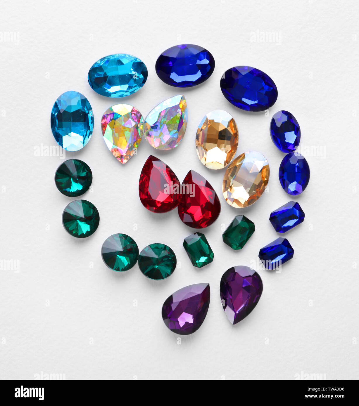 Colorful precious stones for jewellery on white background Stock Photo ...