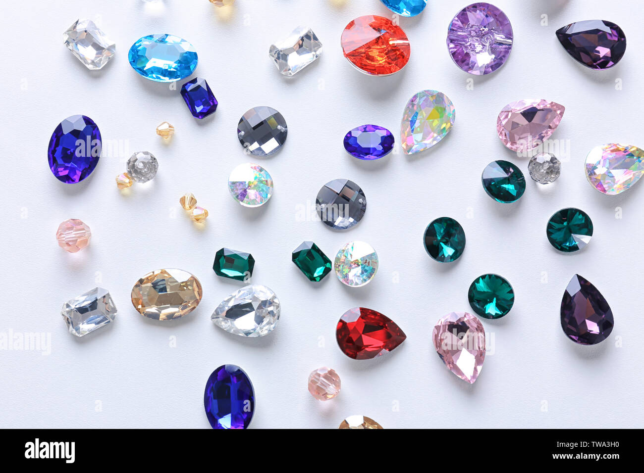 Colorful precious stones for jewellery on white background Stock Photo ...