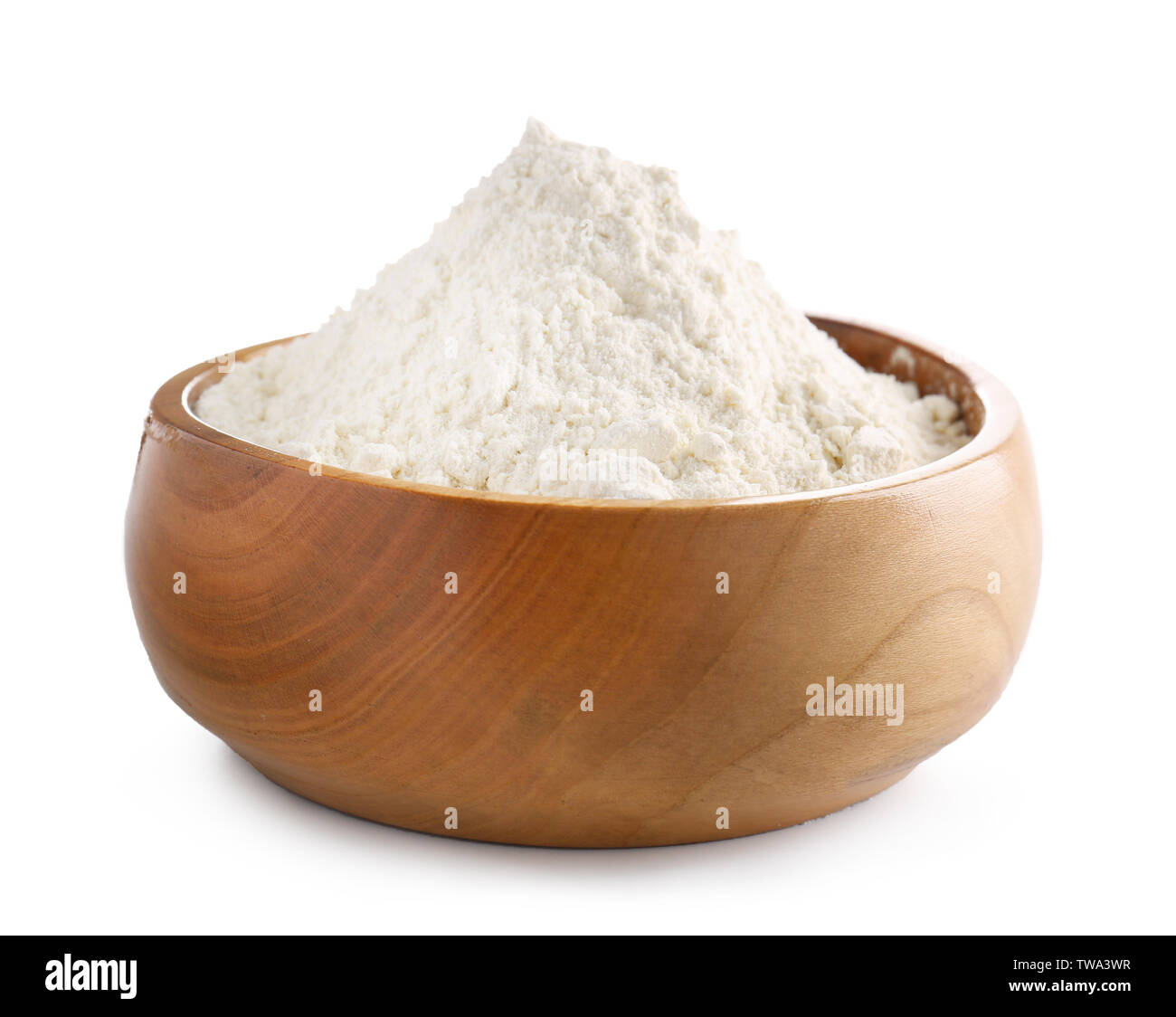 Bowl with flour on white background Stock Photo - Alamy