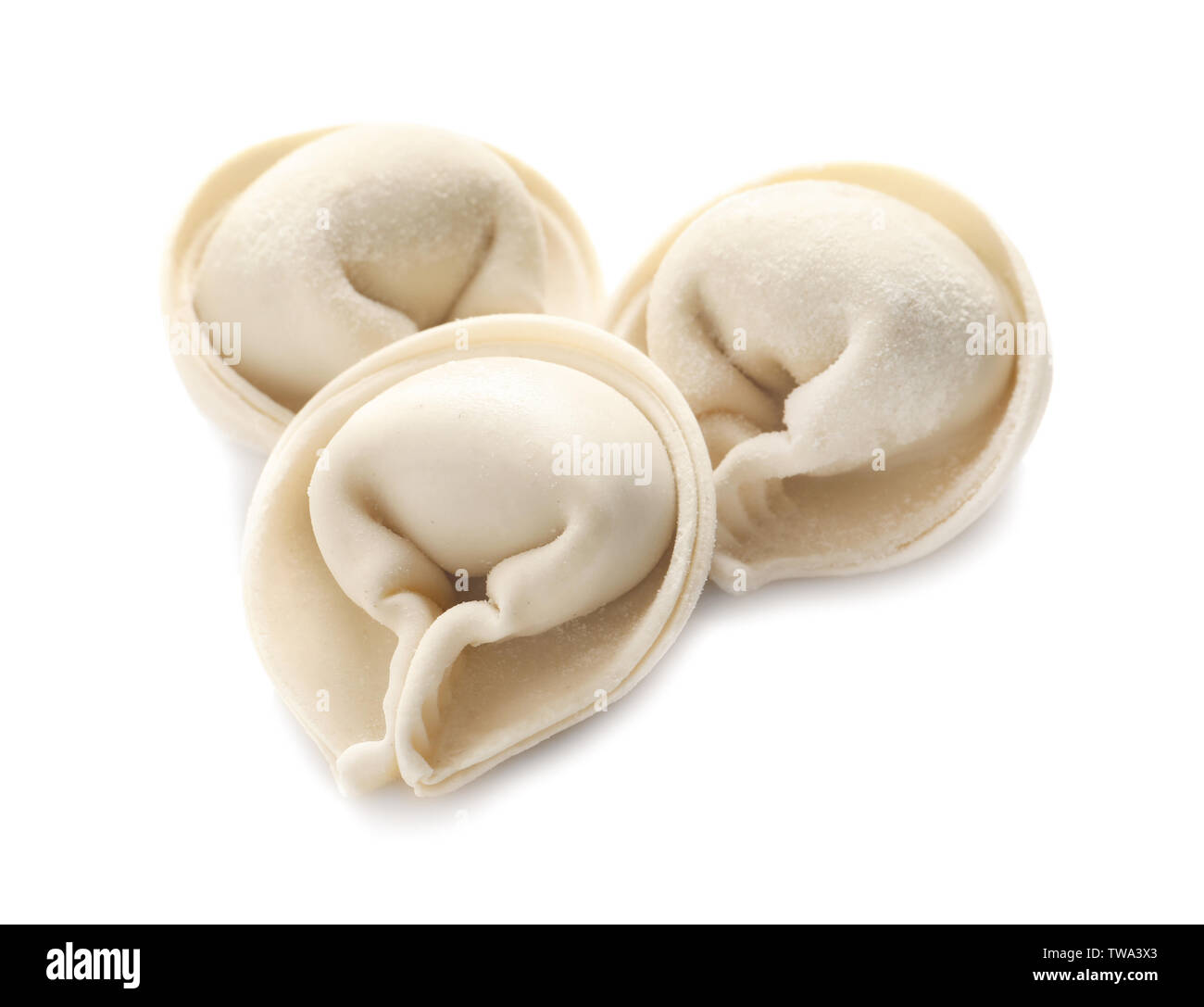 Raw dumplings on white background Stock Photo - Alamy