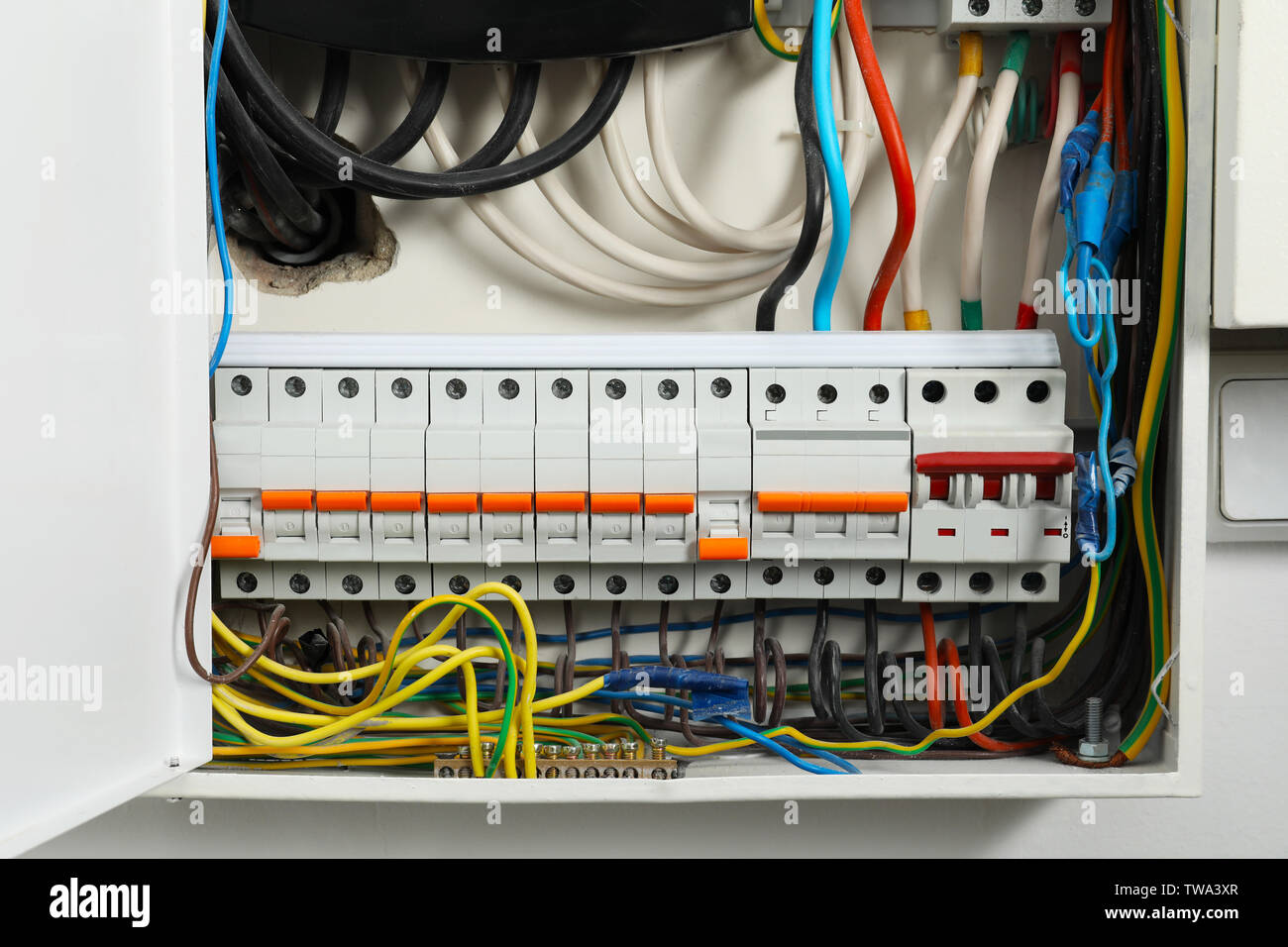 Electrical distribution board circuit breakers hi-res stock photography ...