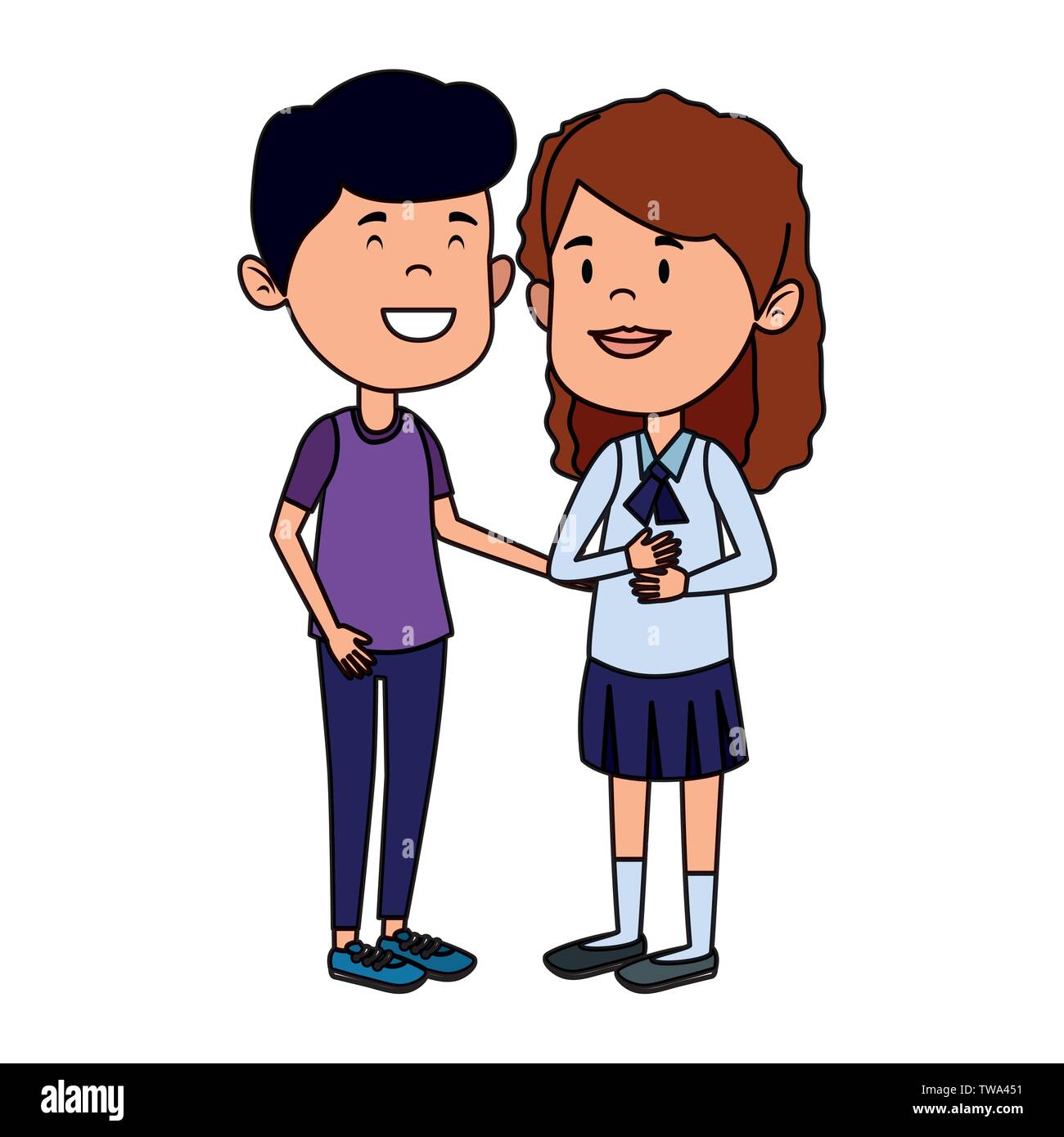 happy little students couple characters Stock Vector Image & Art - Alamy