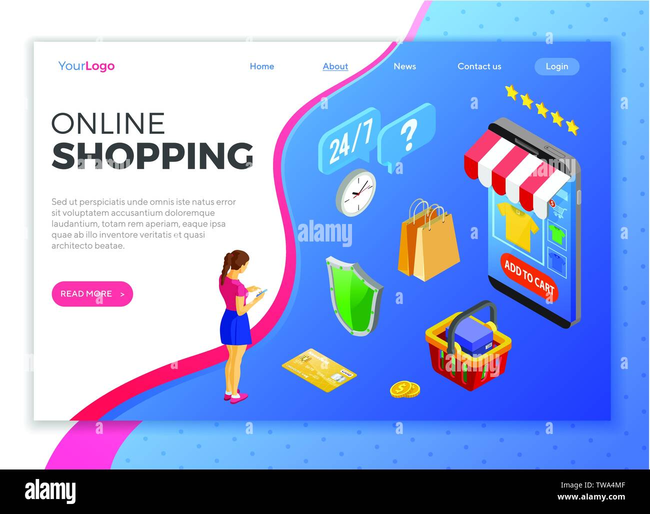 Internet Shopping Online Payments Isometric Concept Stock Vector Image ...