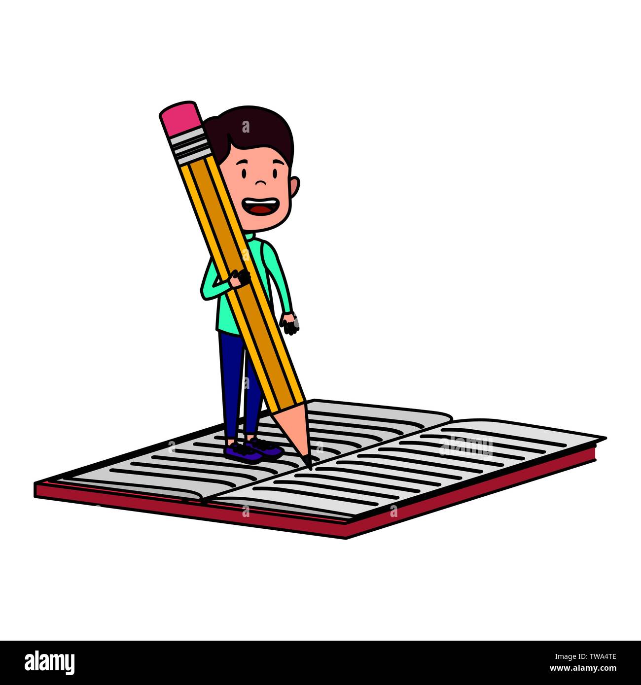 Child writing in book Stock Vector Images - Alamy