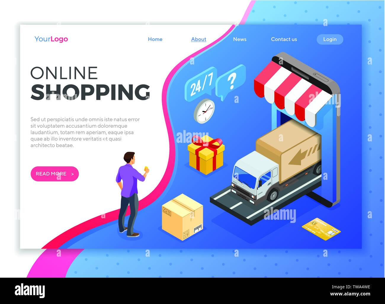 Internet Shopping Online Delivery Isometric Concept Stock Vector Image ...