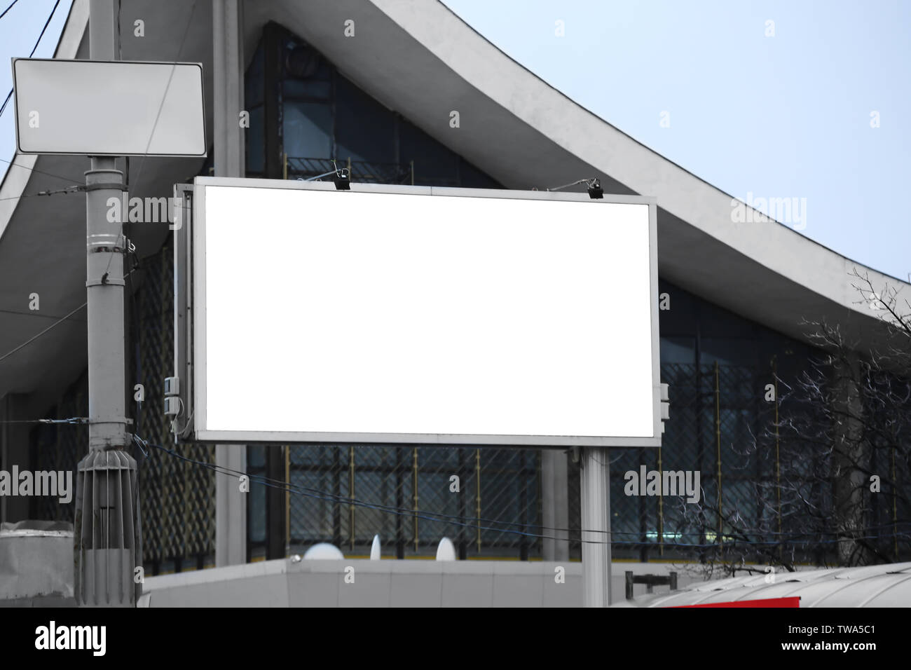 Blank advertising board on city street Stock Photo - Alamy