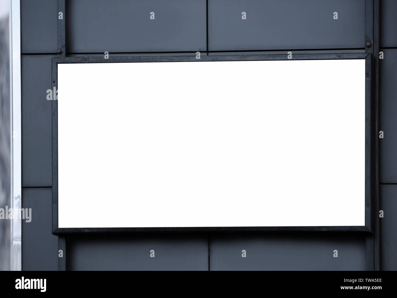 Blank advertising board on city building outdoors Stock Photo - Alamy