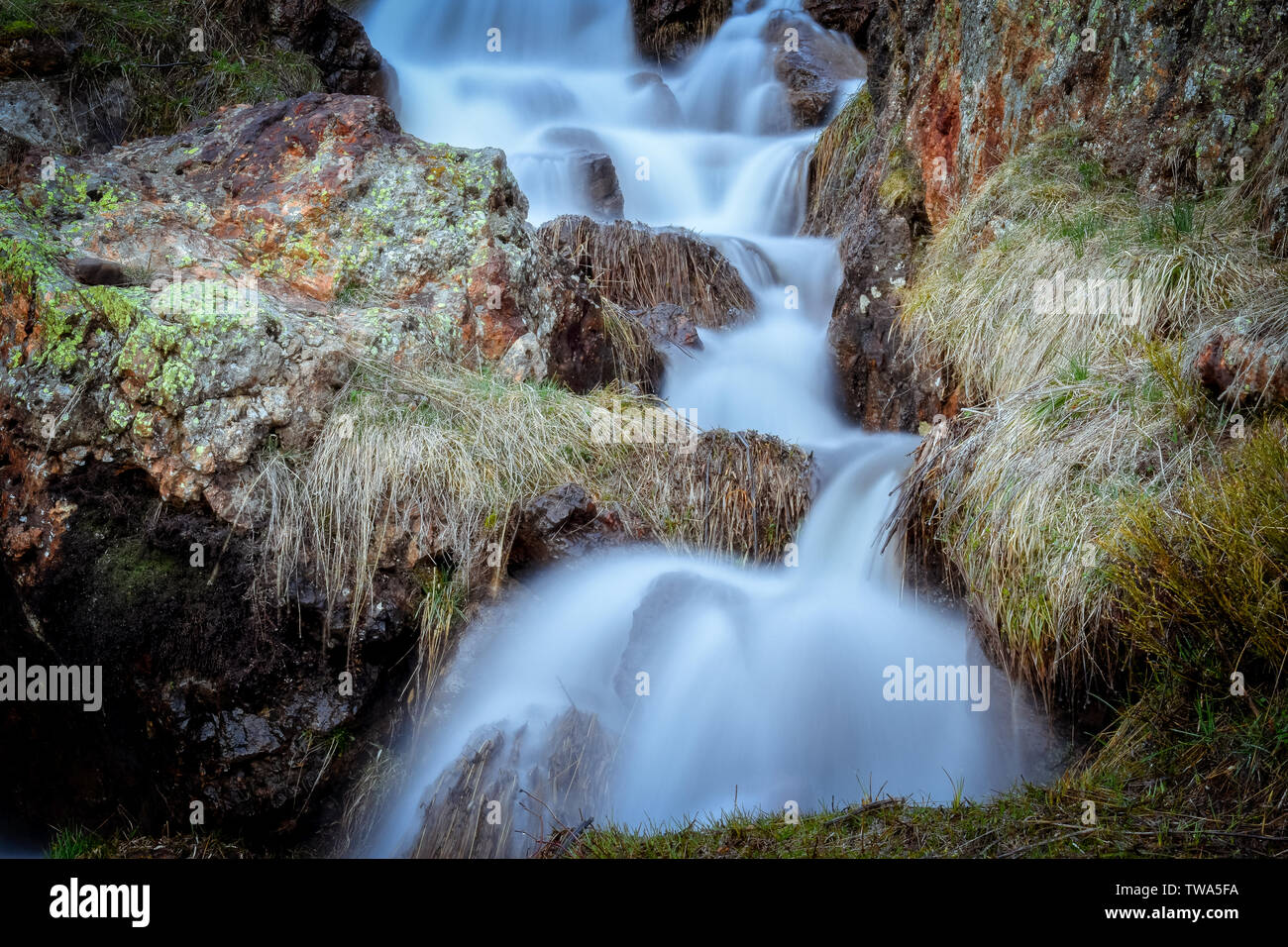 Mountain stream waterfall landscape, Pyrenees, Spain Stock Photo - Alamy