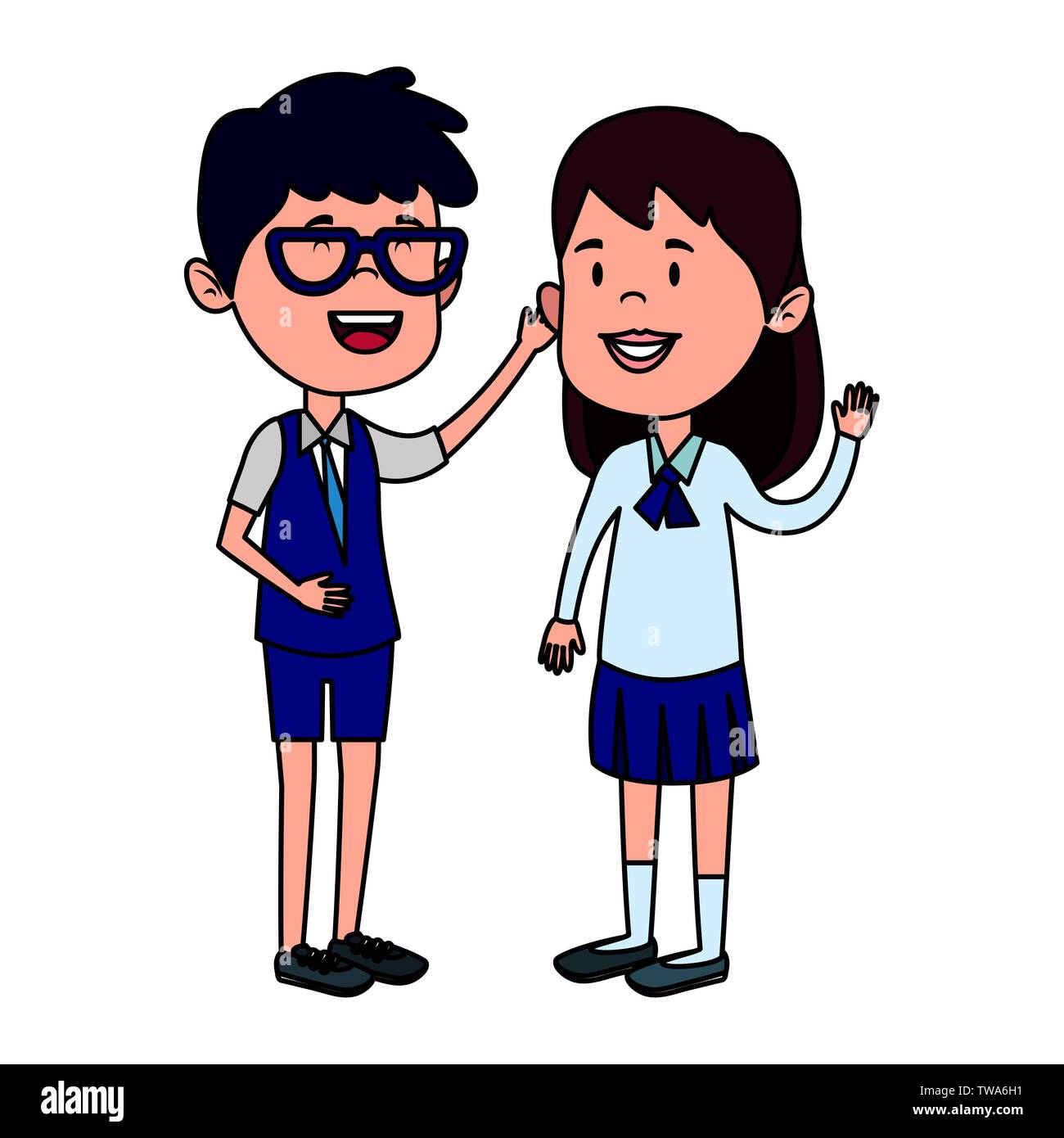 happy little students couple characters Stock Vector Image & Art - Alamy