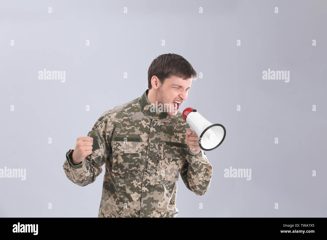 Megaphone work safety speech hi-res stock photography and images - Alamy