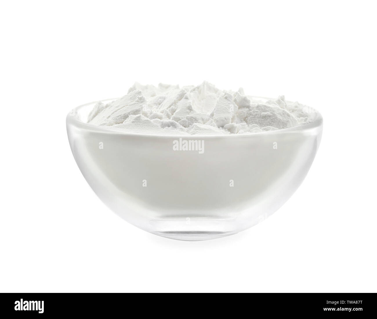 Bowl with corn starch on white background Stock Photo - Alamy