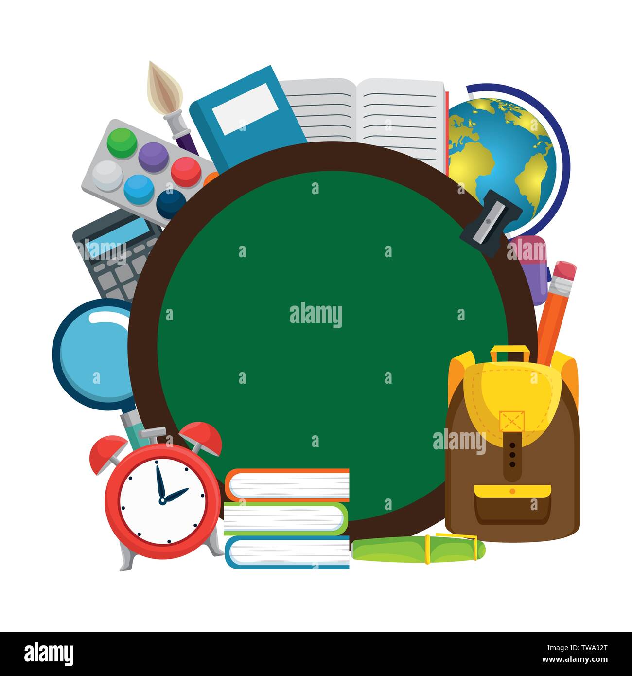 circular chalkboard with set items Stock Vector Image & Art - Alamy
