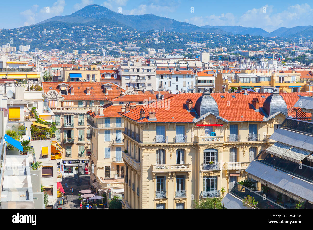 Nice, France - August 12,2018: Cityscape with roofs of Nice city ...