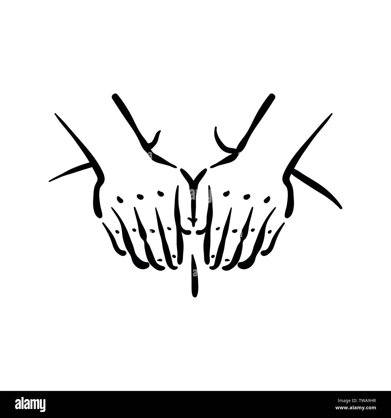 Vector hand drawn illustration of massage process on white background ...