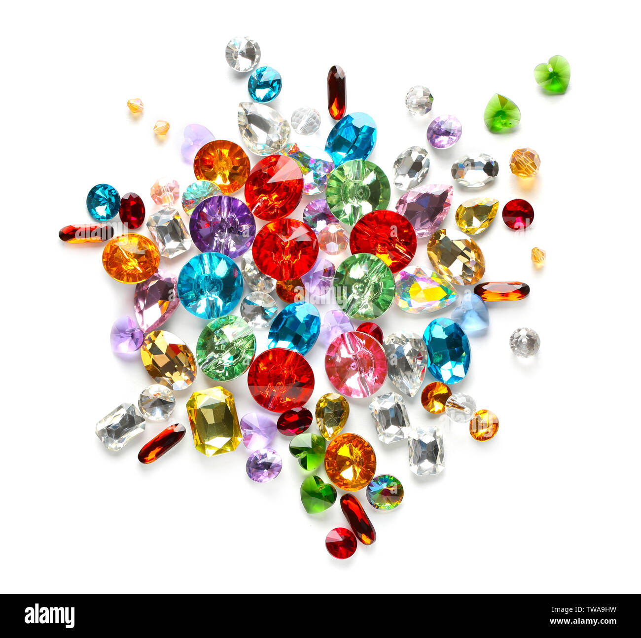 Colorful precious stones for jewellery on white background Stock Photo ...