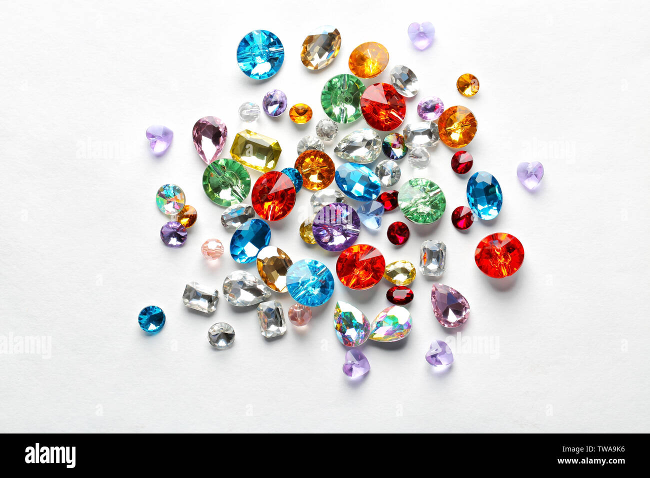 Colorful precious stones for jewellery on white background Stock Photo ...