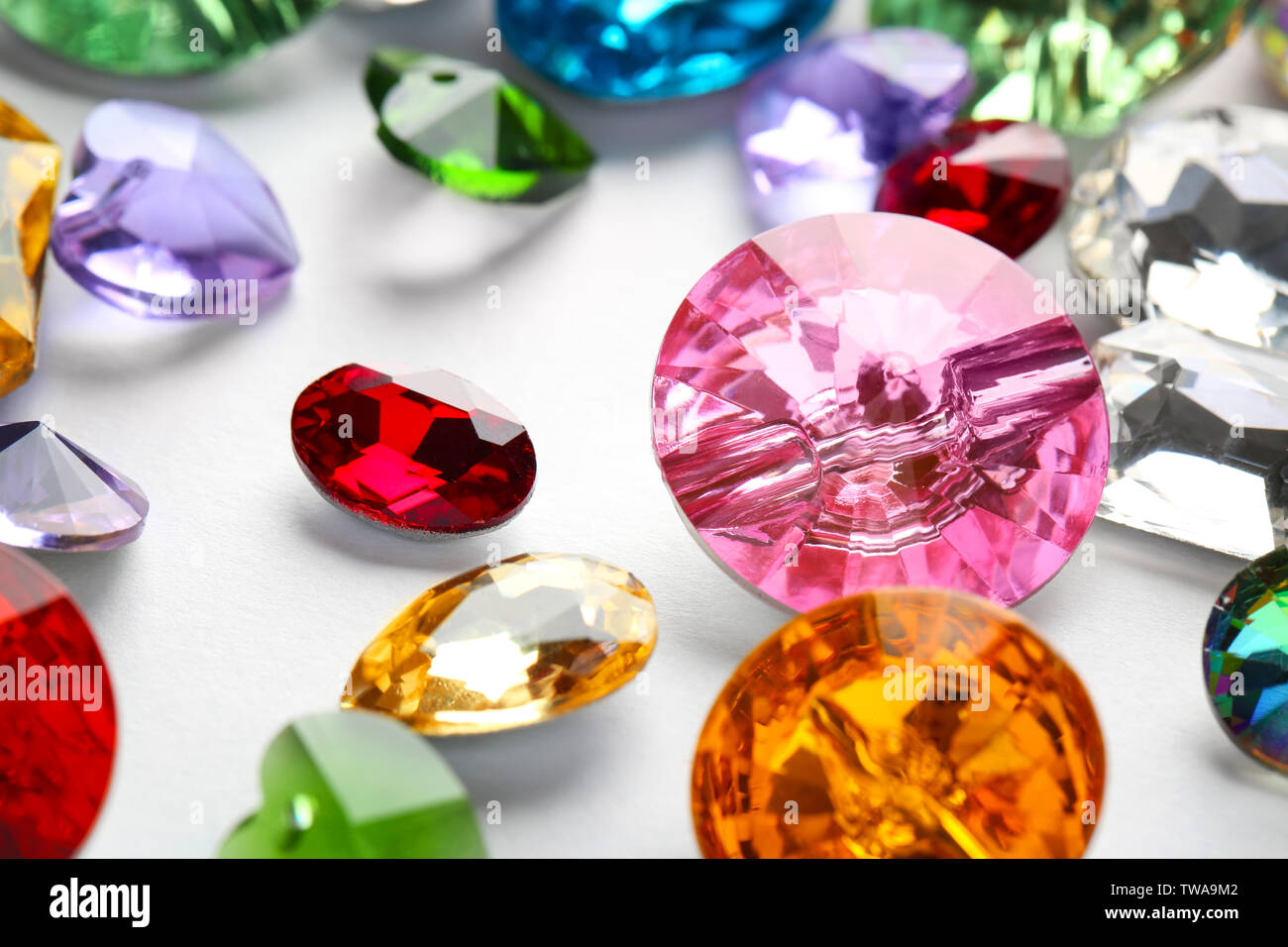 Colorful precious stones for jewellery on white background Stock Photo ...