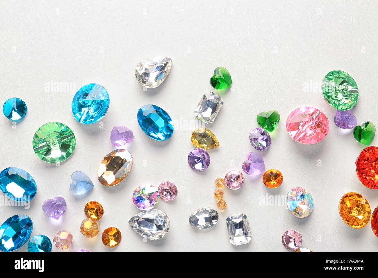 Colorful precious stones for jewellery on white background Stock Photo ...