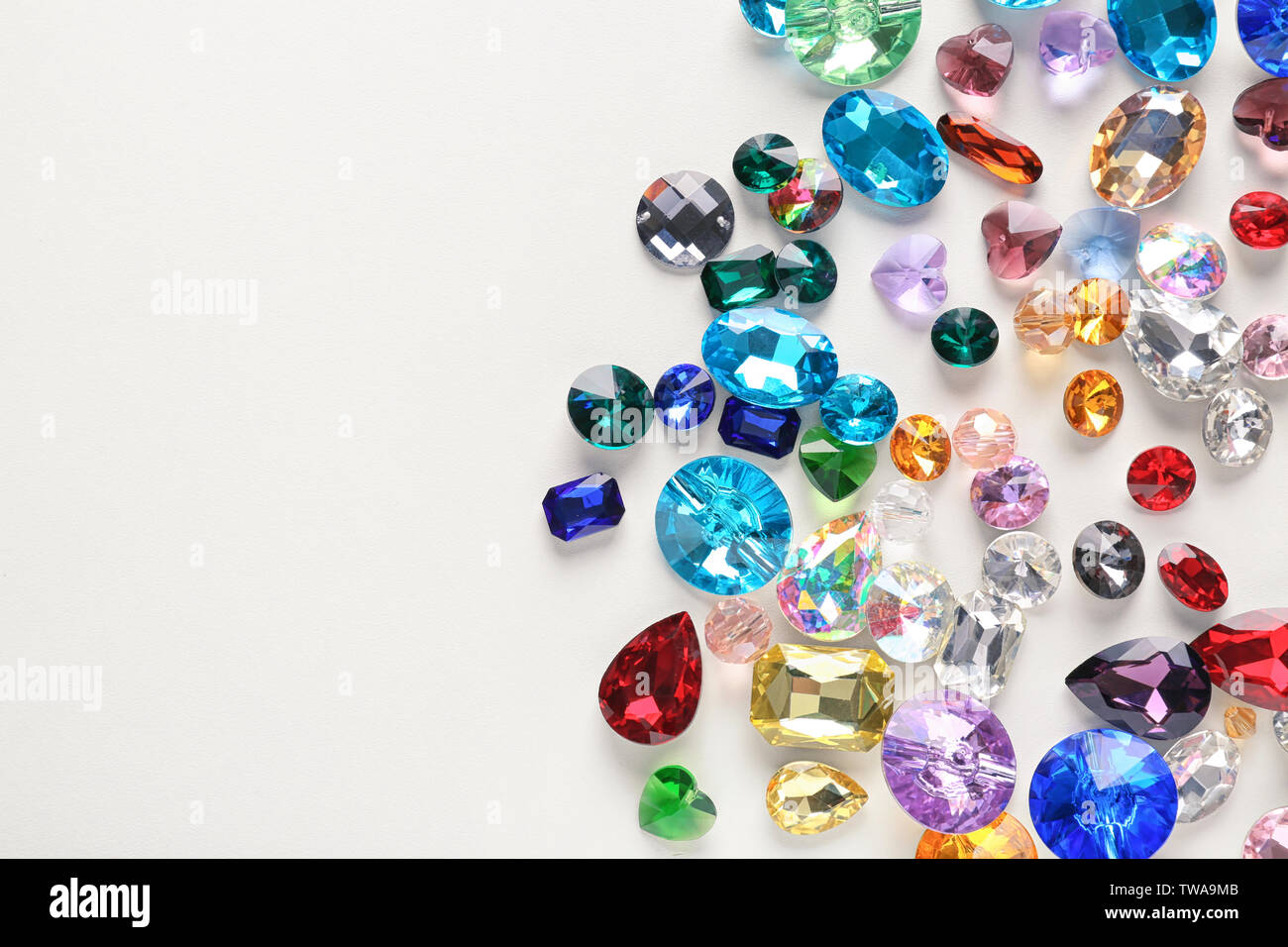 Colorful precious stones for jewellery on white background Stock Photo ...