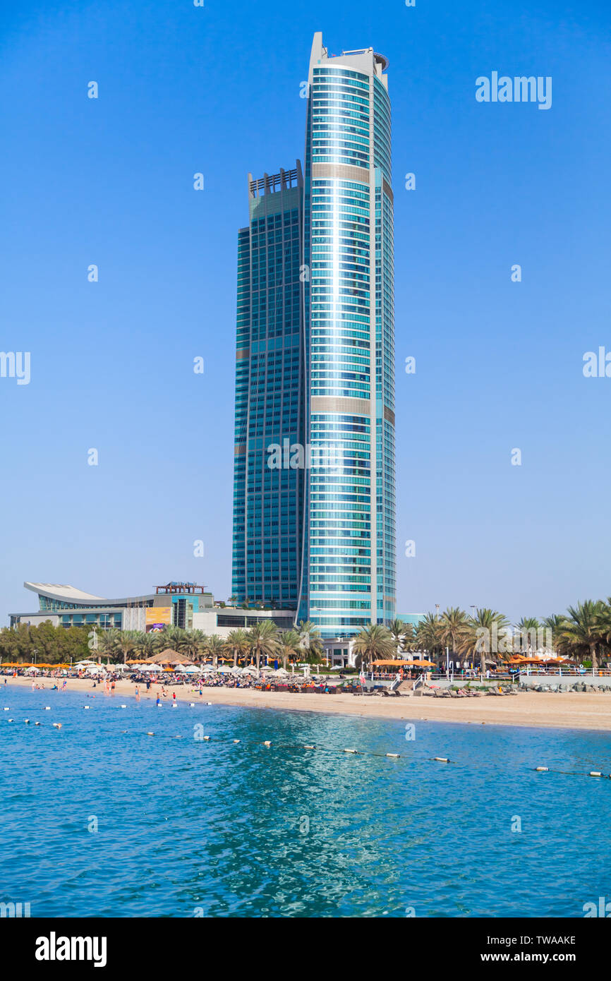 Abu Dhabi, United Arab Emirates - April 9, 2019: Street view with ...