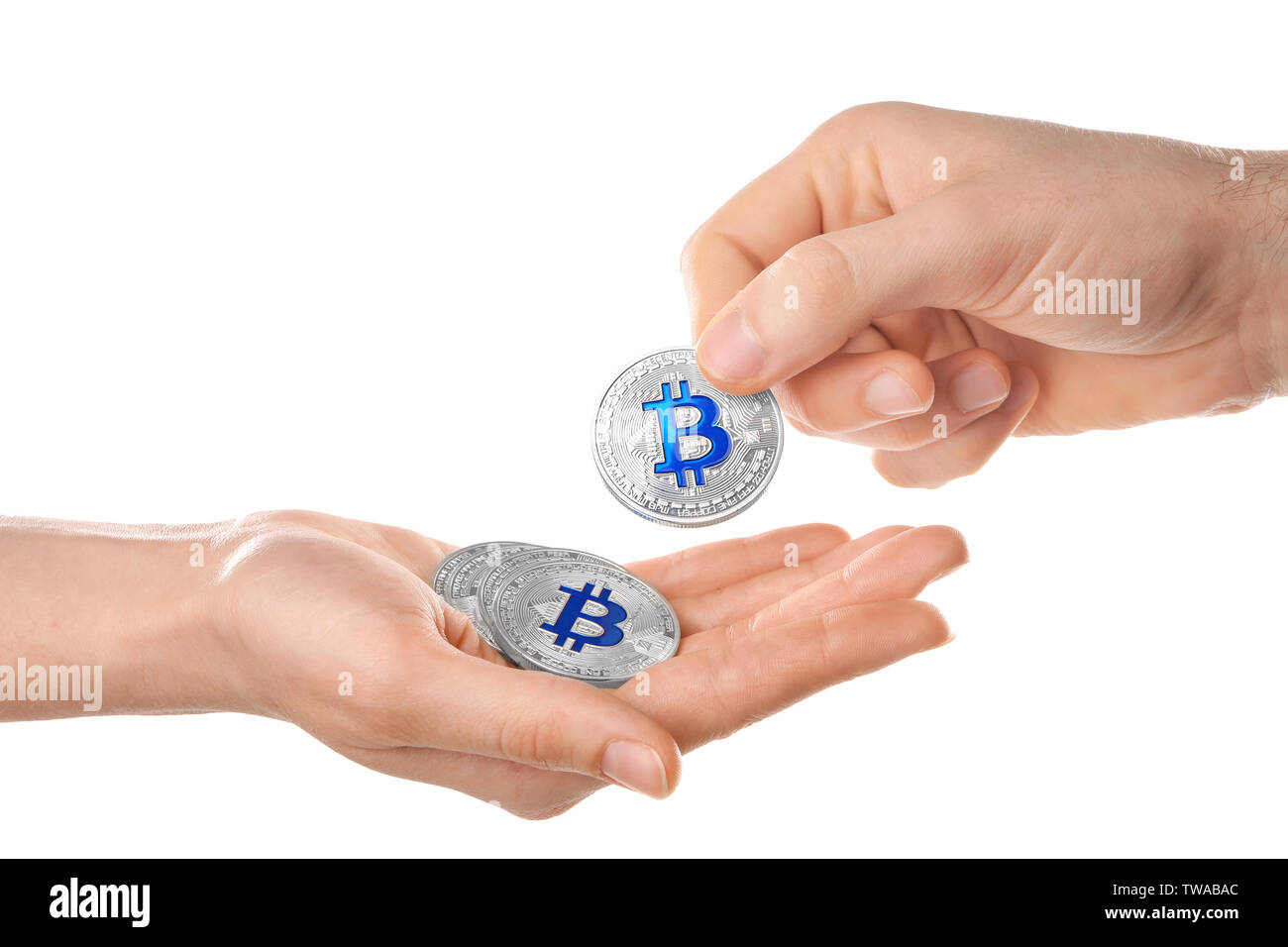 Man giving woman money Cut Out Stock Images & Pictures - Alamy