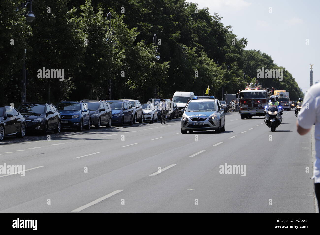 Police cars in a procession in Berlin, Germany Stock Photo - Alamy