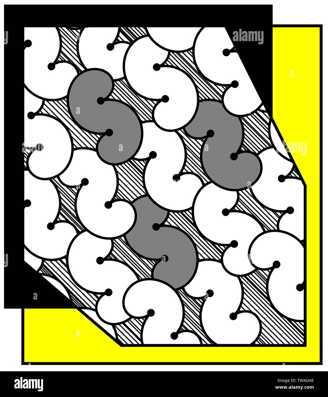 Beautiful abstraction with many curved shapes in rows, geometrical ...