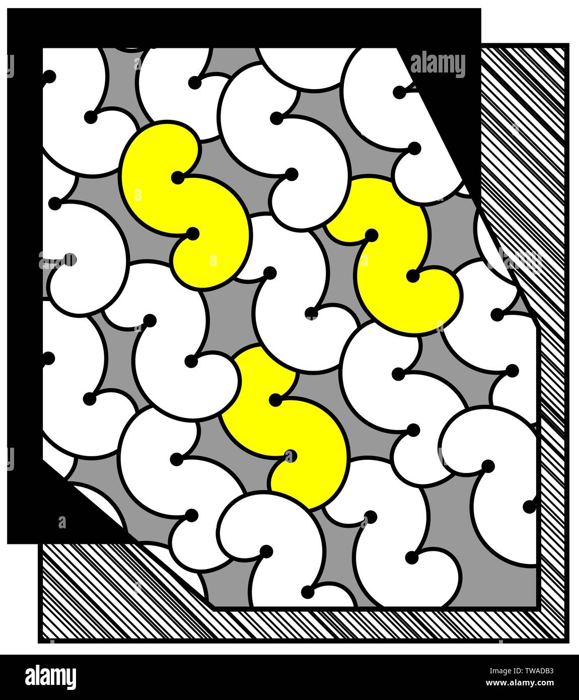 Beautiful abstraction with many curved shapes in rows, geometrical ...