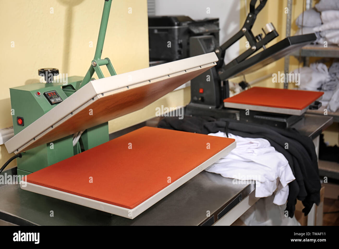 Modern printing machine at workplace Stock Photo - Alamy