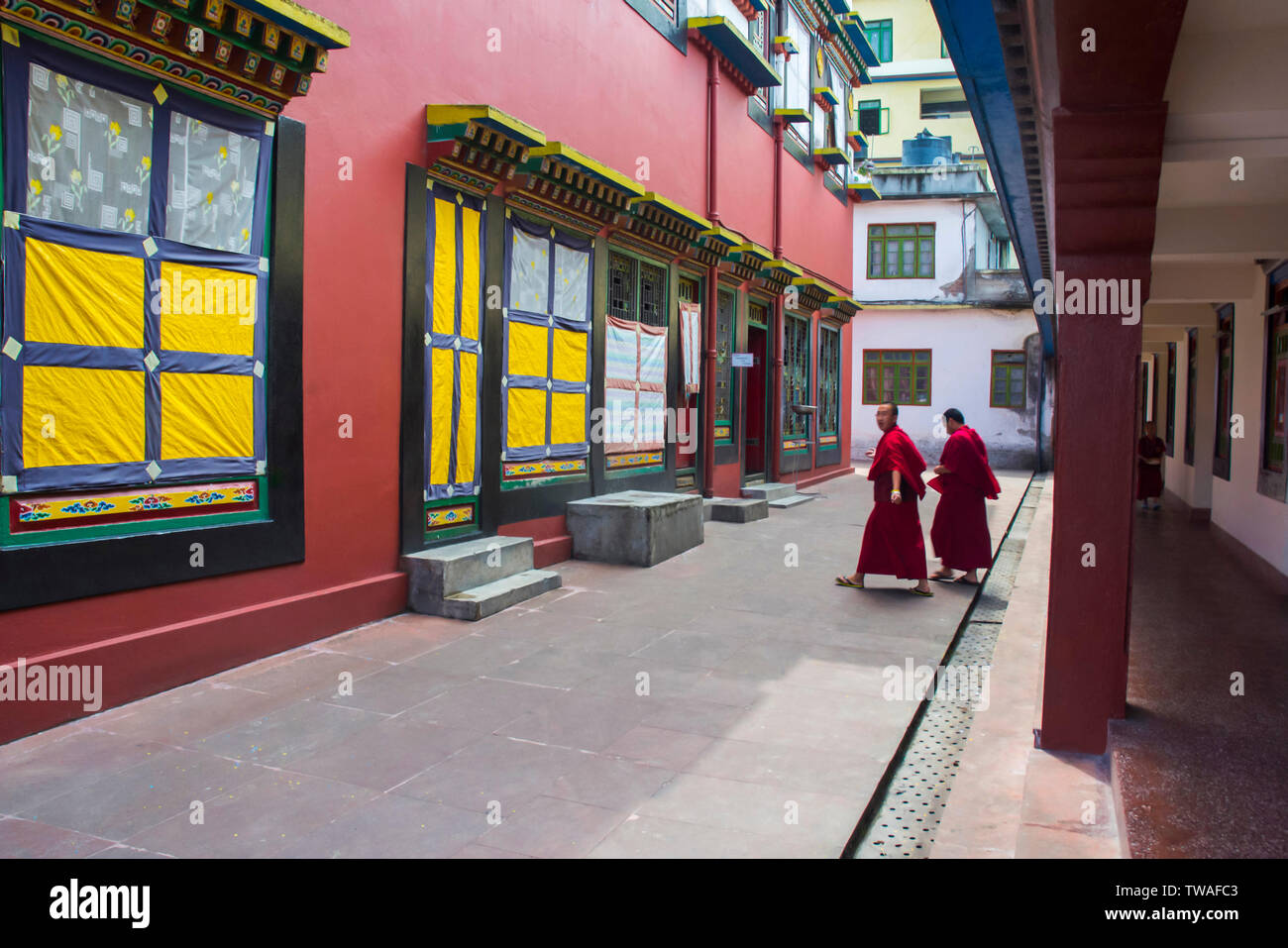 SIKKIM, INDIA, May 2014, Monks inside Rumtek Monastery Stock Photo - Alamy
