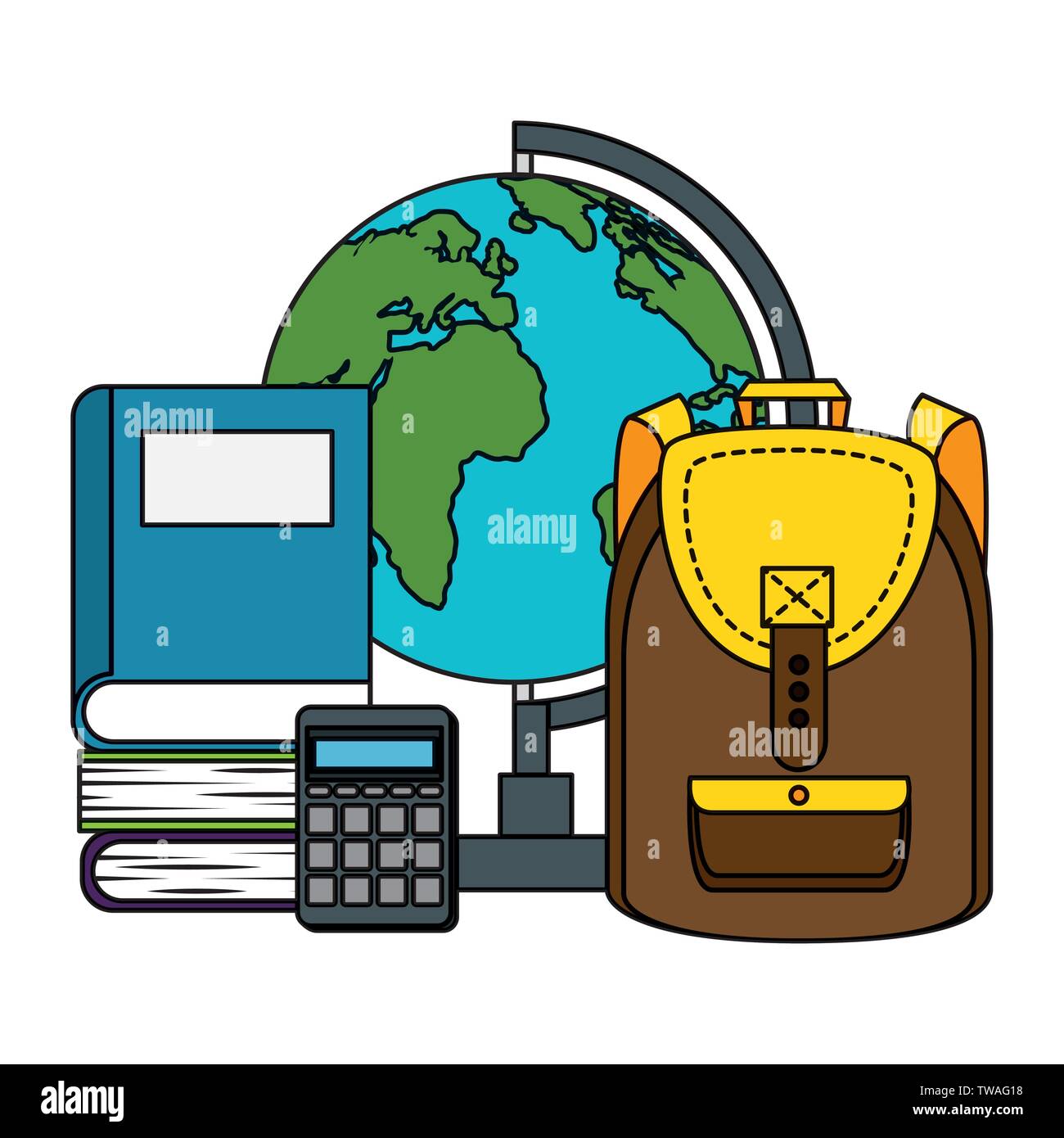 schoolbag with world map and book Stock Vector Image & Art - Alamy