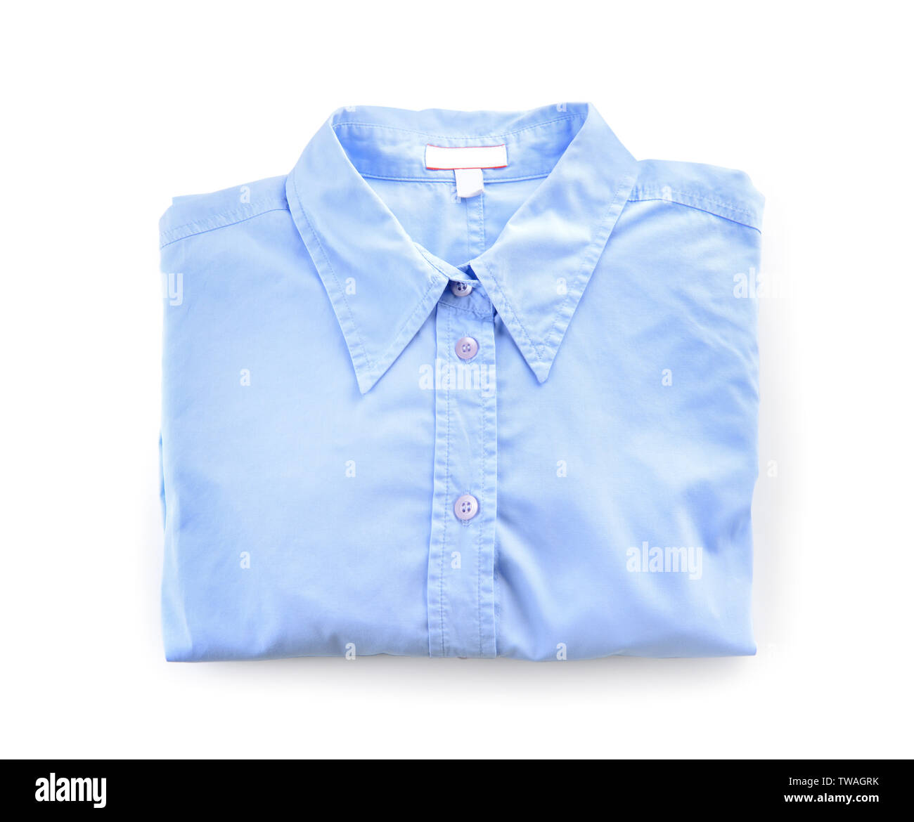 Shirt after dry-cleaning on white background Stock Photo - Alamy