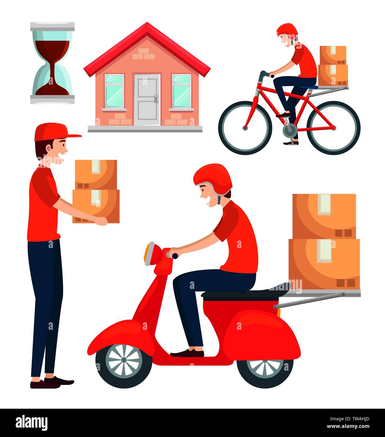 set of delivery distribution transportation service Stock Vector Image ...