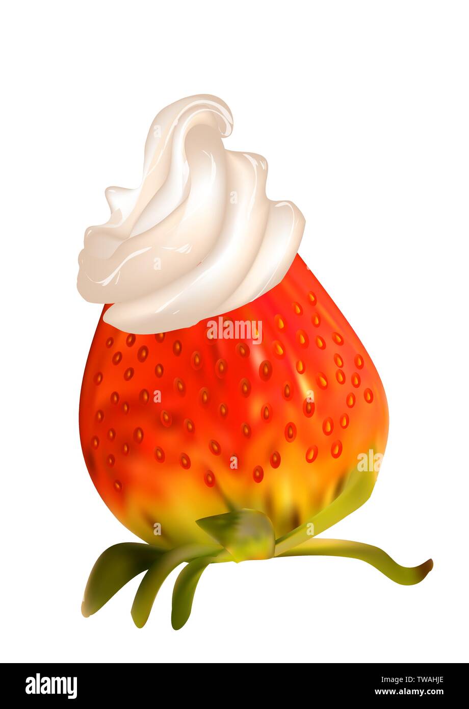 strawberrie with cream isolated on a white background Stock Vector ...