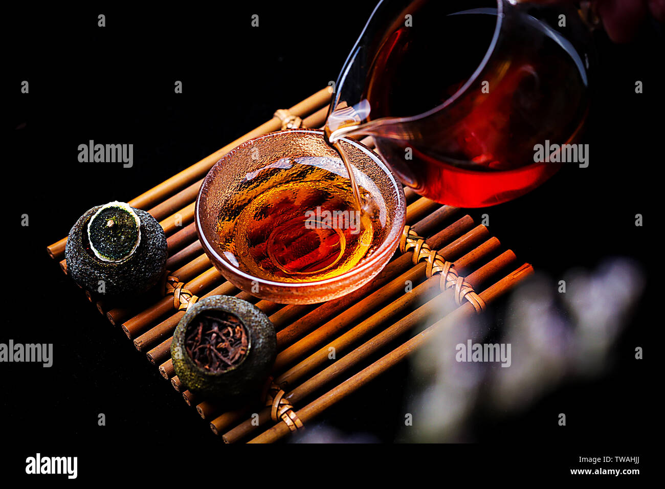 Pu'er Tuo tea green tangerine tea Stock Photo - Alamy