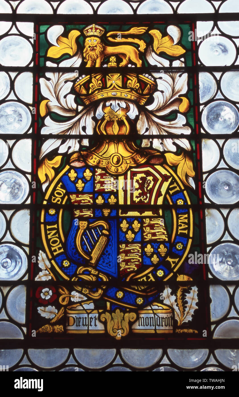 Stained Glass Window Royal Coat Of Arms For King Charles 1 St Johns Little Gidding