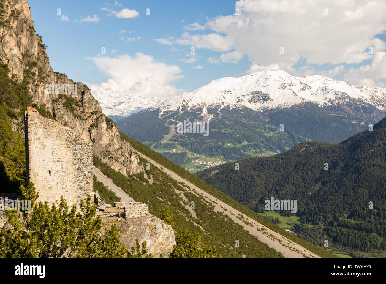 Alpine panorama in Italy, Valtellina Stock Photo - Alamy