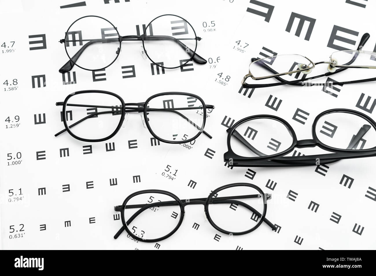 Black glasses on the background of the visual meter Stock Photo - Alamy