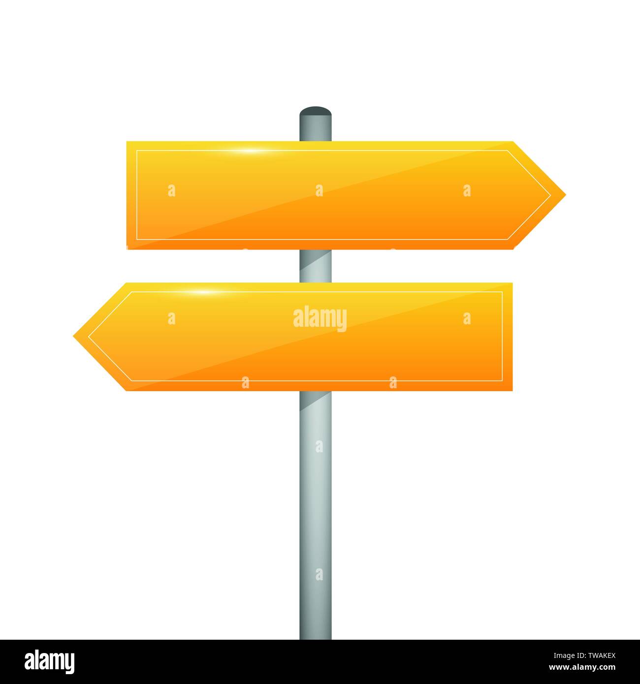 yellow blank direction signpost sign arrow left and right vector ...