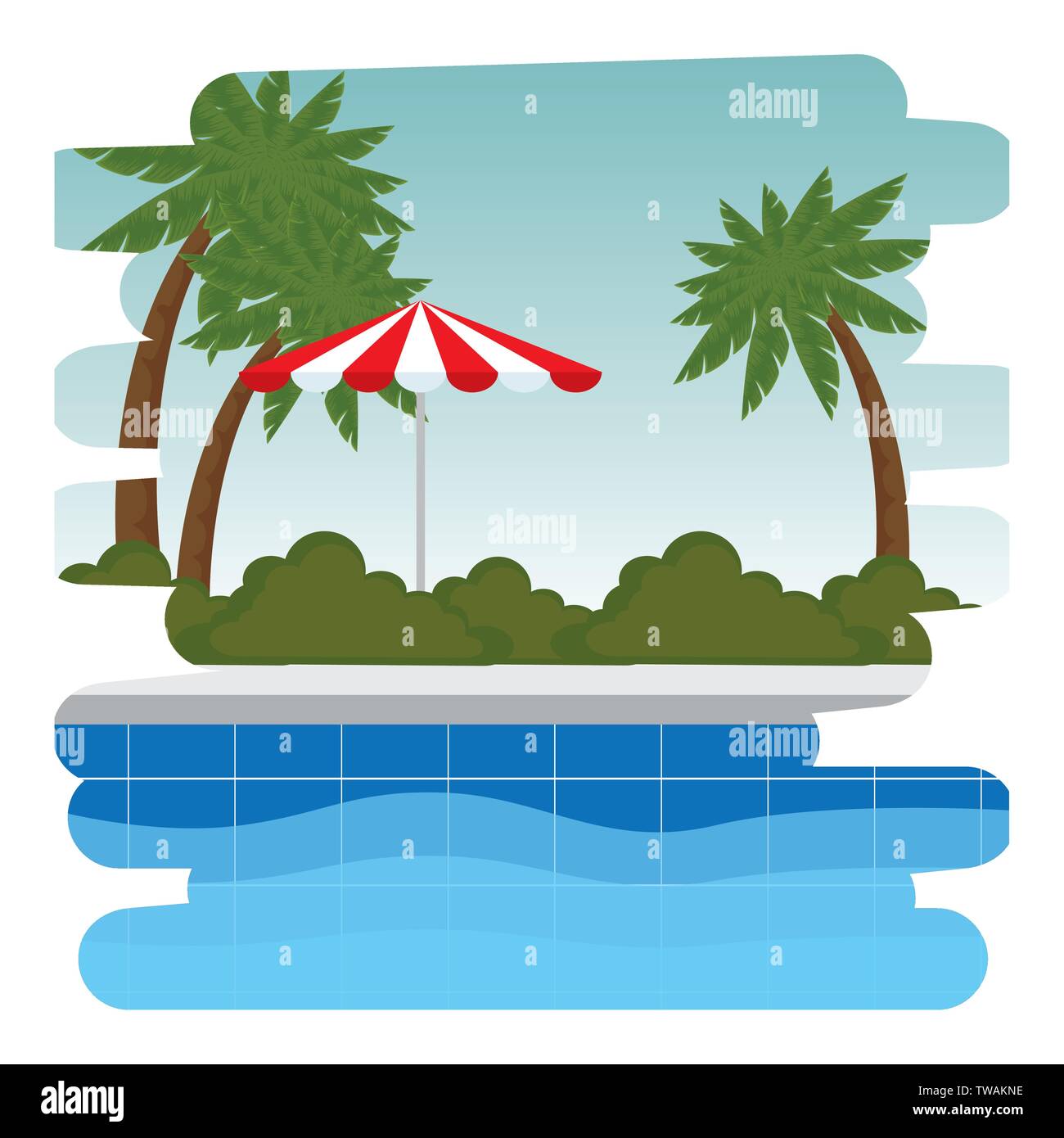 pool with umbrella scene icon Stock Vector Image & Art - Alamy