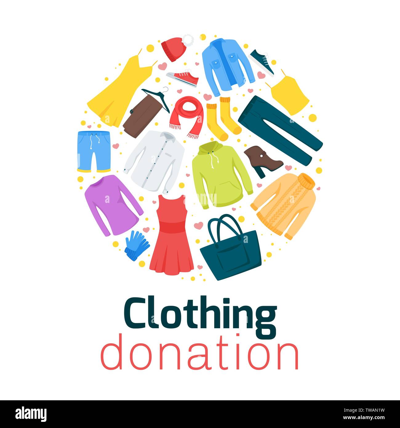 Clothing Donation Flat Vector Poster Template Thrift Shop Second Hand