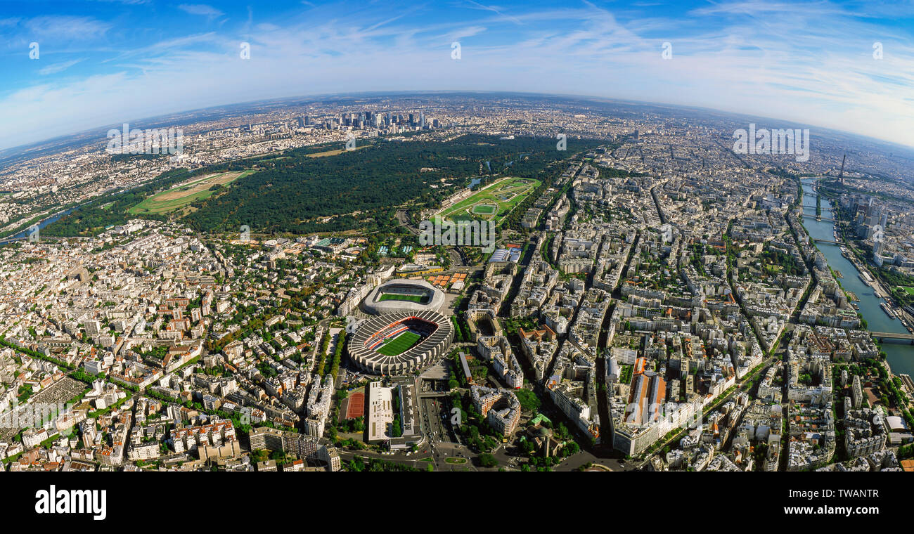 Aerial view of Stadion Le Parc des Princes & Stadion Jean Bouin, Paris ...